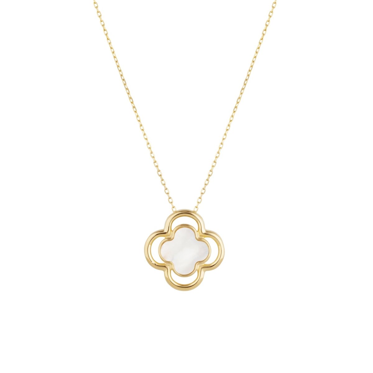 Double Clover Gold Necklace with Mother of Pearl